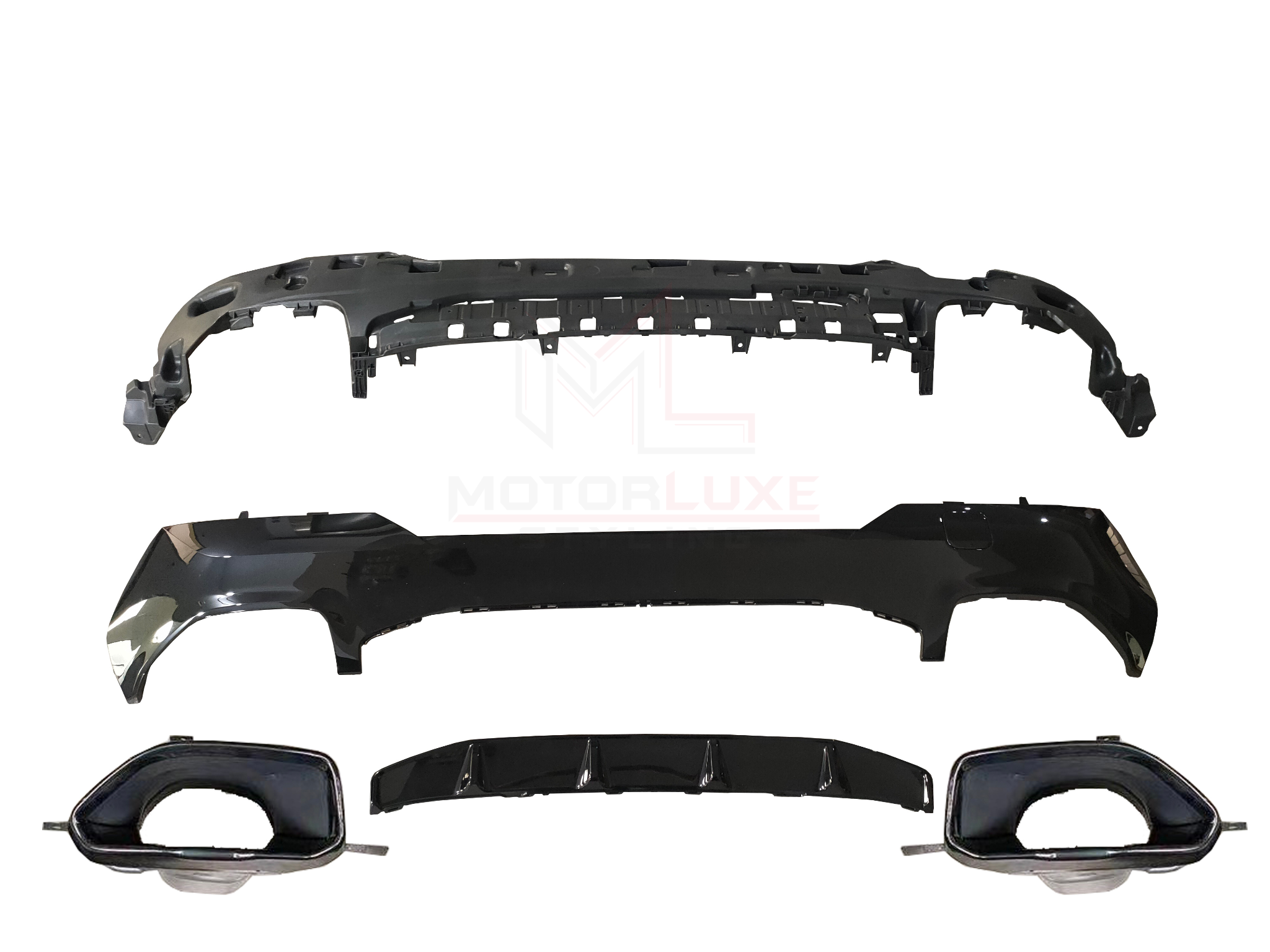 BMW 4 SERIES G22 G23 GLOSS BLACK REAR DIFFUSER WITH EXHUAST – MotorLuxe ...